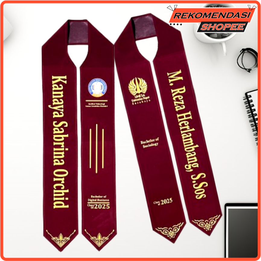 [ BATIK 2 ] V Neck Graduation Sash Custom Name Sash Premium Velvet ...