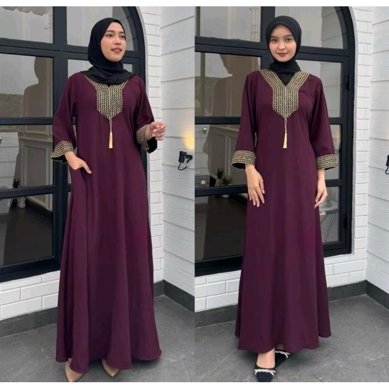 HITAM Humaira Turkey Black Abaya - Contemporary Aesthetic Long Dress ...