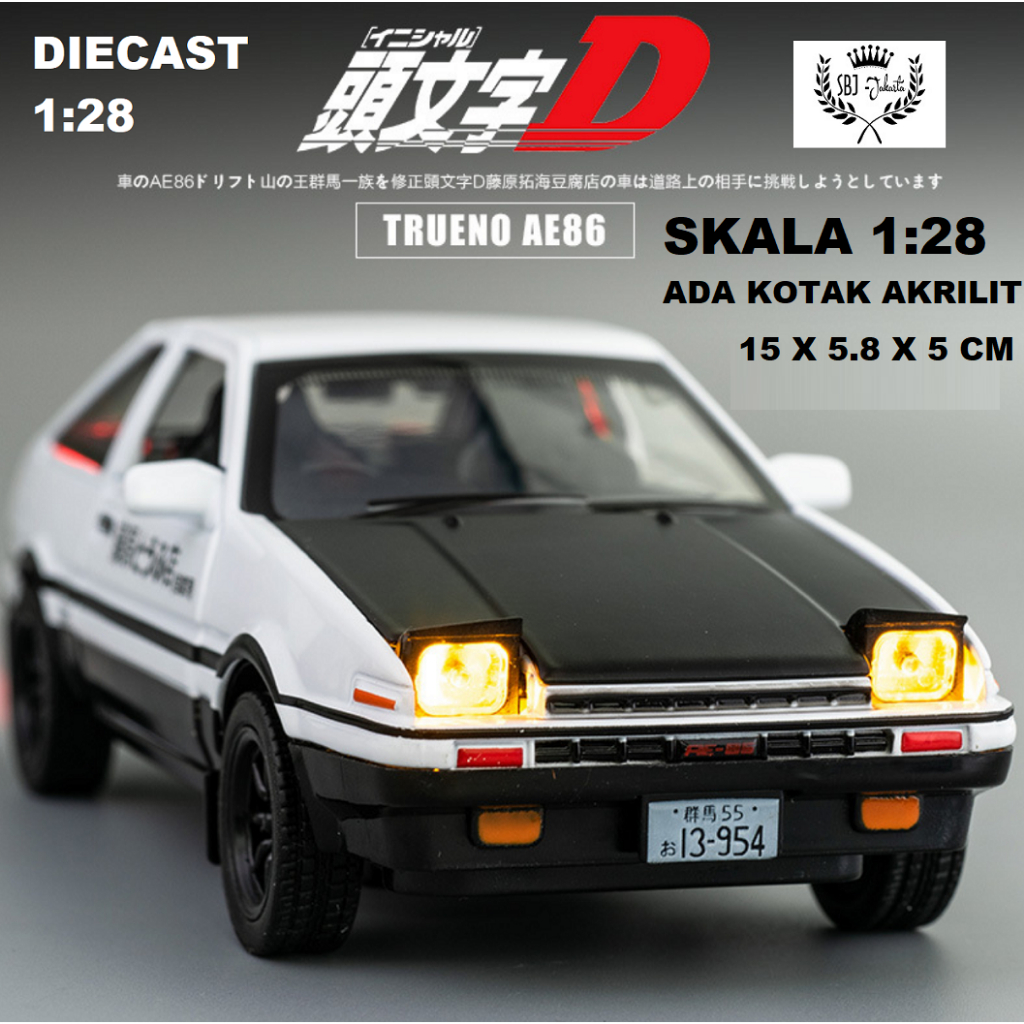 Diecast MINIAUTO TOYOTA AE86 TRUENO INITIAL D 1:28 scale with ACRYLIC ...