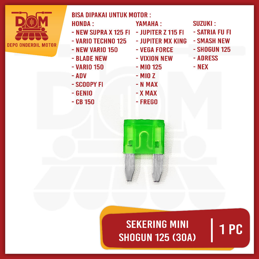 HIJAU Shogun 125 30a Mini Green Fuse (PSP) DX Fuse Small Box Plug Fuse ...
