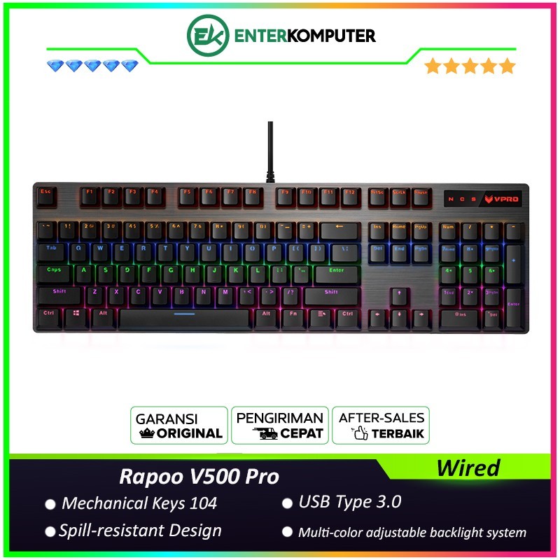 Rapoo V500 Pro Backlit Mechanical Gaming Keyboard | Shopee Malaysia