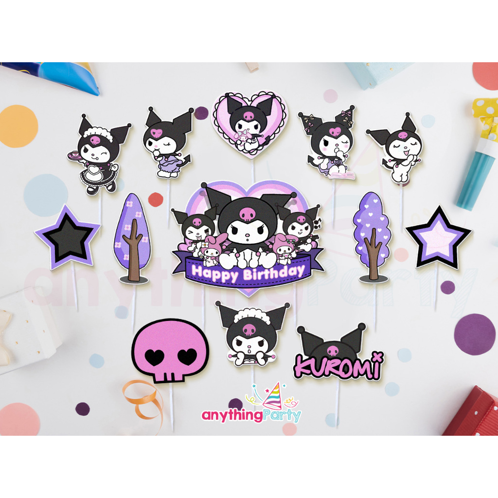 Kuromi Cake Topper - Birthday Cake Decoration - Pudding Cupcake Pick (1 ...