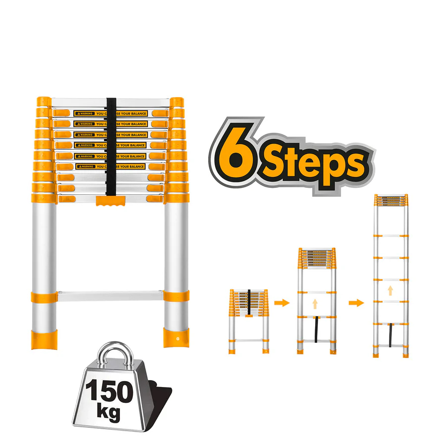 INGCO TELESCOPIC 6 STEP ALUMINUM FOLDING LADDER HLAD08061 | Shopee Malaysia
