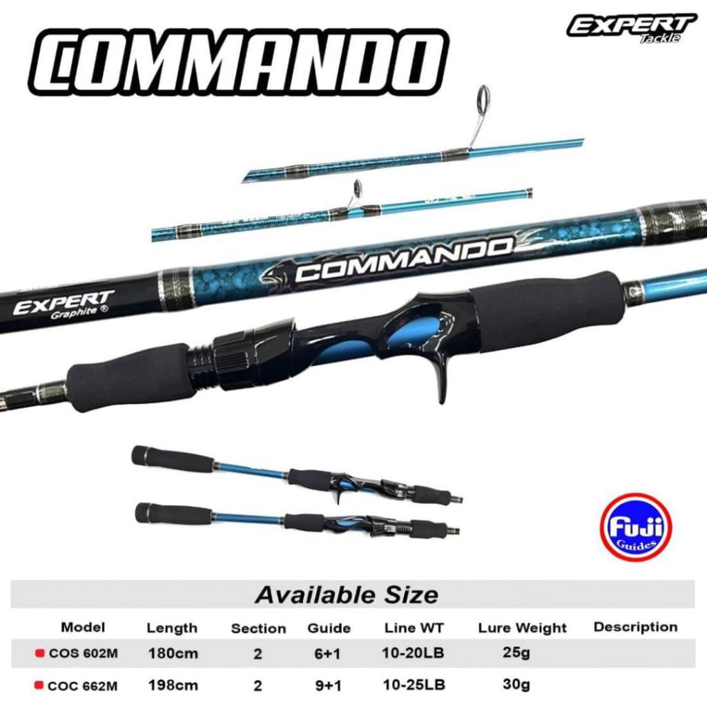Commando Expert Graphite Rod | Fuji Guide Casting Rod |COC 662M | 198cm ...