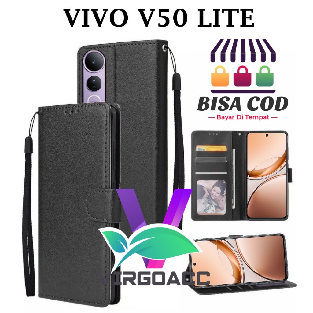 VIVO V50 LITE FLIP LEATHER CASE PREMIUM - FLIP WALLET LEATHER CASE FOR ...