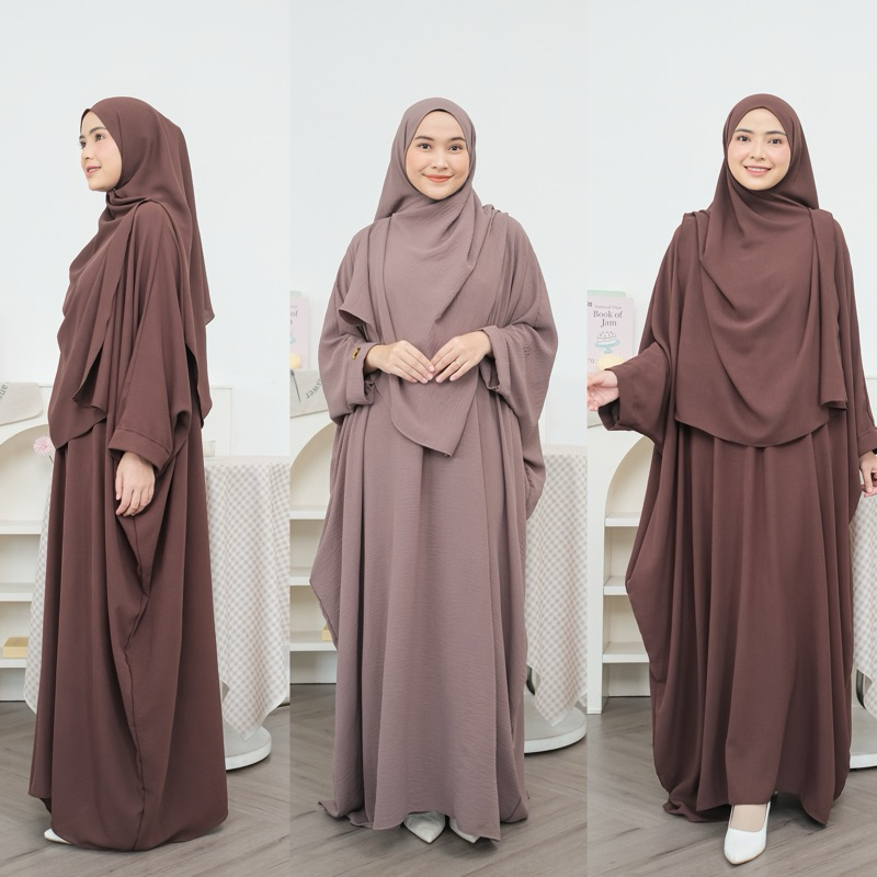 ABAYA-SET SYAR'I ABAYA FREE PASHMINA JUMBO BETTWING GAMIS/PLAIN SAUDI ABAYA GAMIS | Shopee Malaysia
