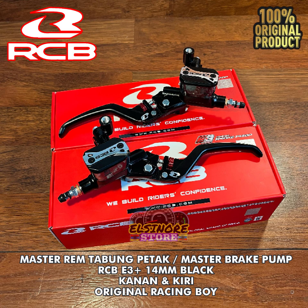 RCB TUBE BRAKE MASTER E3+ 14MM BLACK BOX GLASS LEFT & RIGHT UNIVERSAL ...