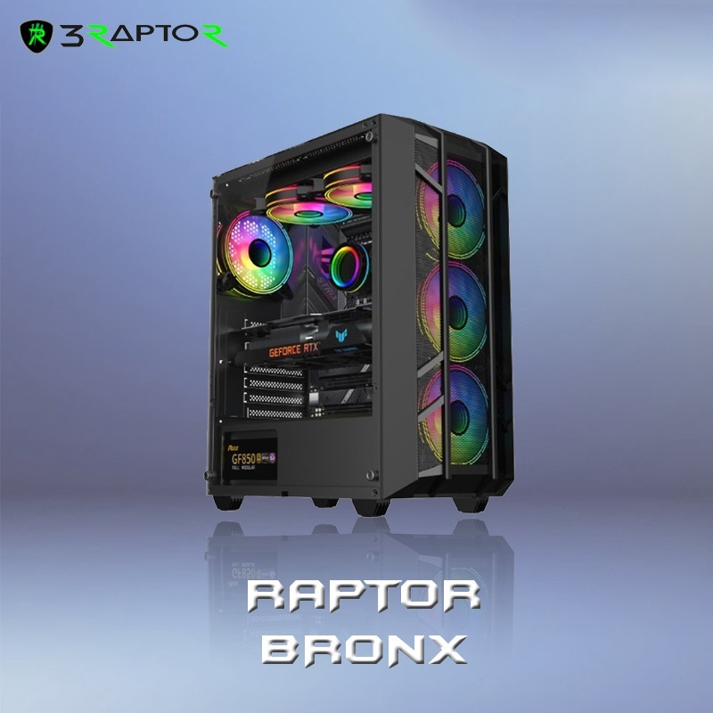 Raptor BRONX Gaming/PC/Office Case Includes 3 RGB Fans - ATX/M-ATX ...