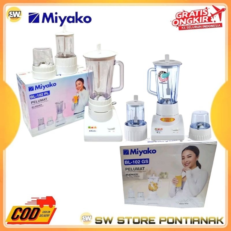 MIYAKO PLASTIC & GLASS BLENDER BL 102 PL & BL 102 GSG 3IN1 1 LITER ...