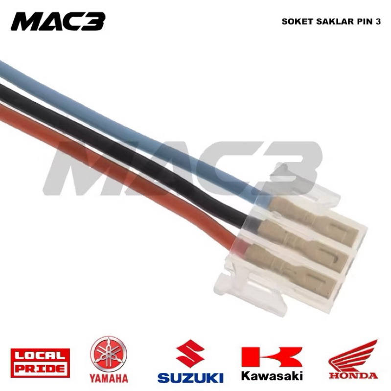 TOMBOL MAC3 Switches 3 pin Plug Terminal Connector socket cable socket ...
