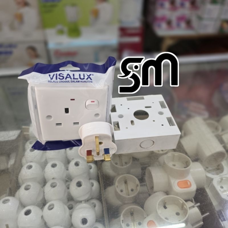 Visalux ac socket + plug + Outbow box 1 set complete with ac plug ...