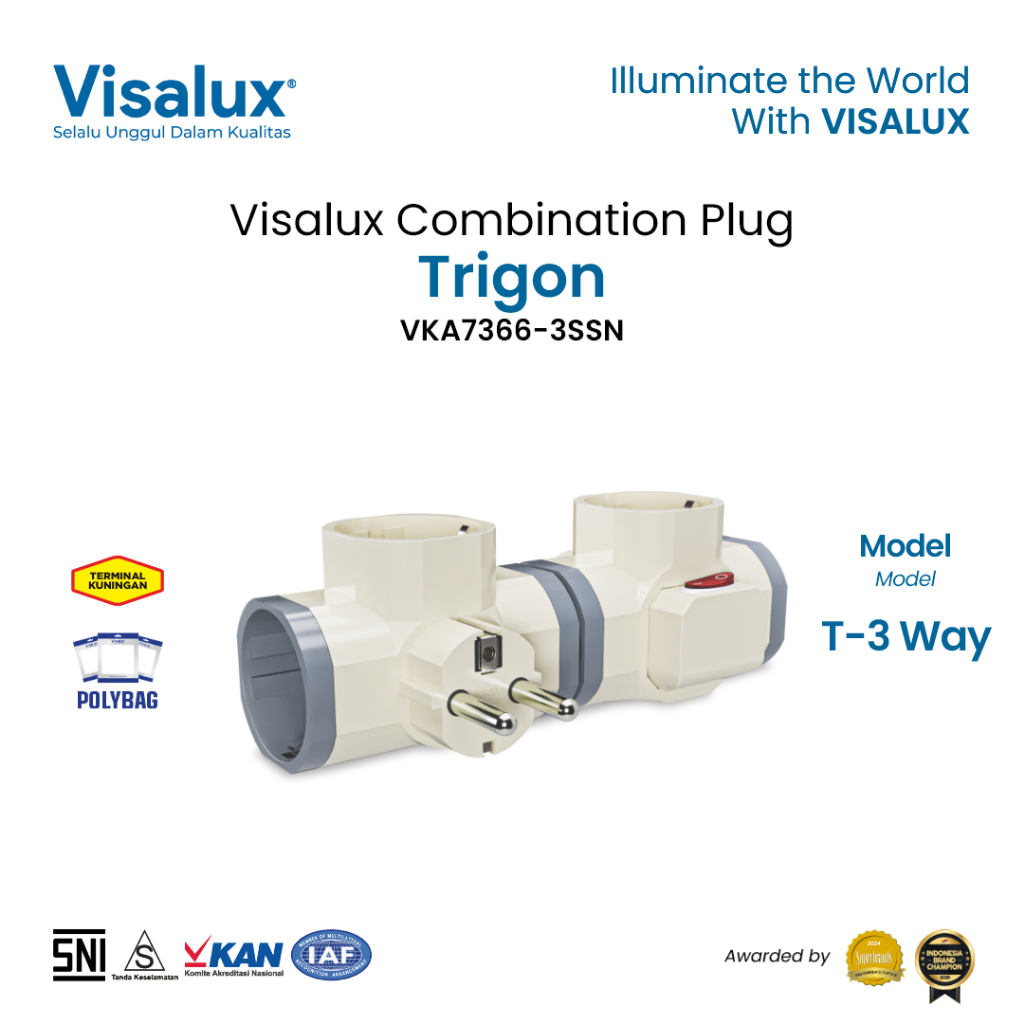 Visalux Trigon Combination Plug Type T (3 Way) / Multi-Purpose Switch ...