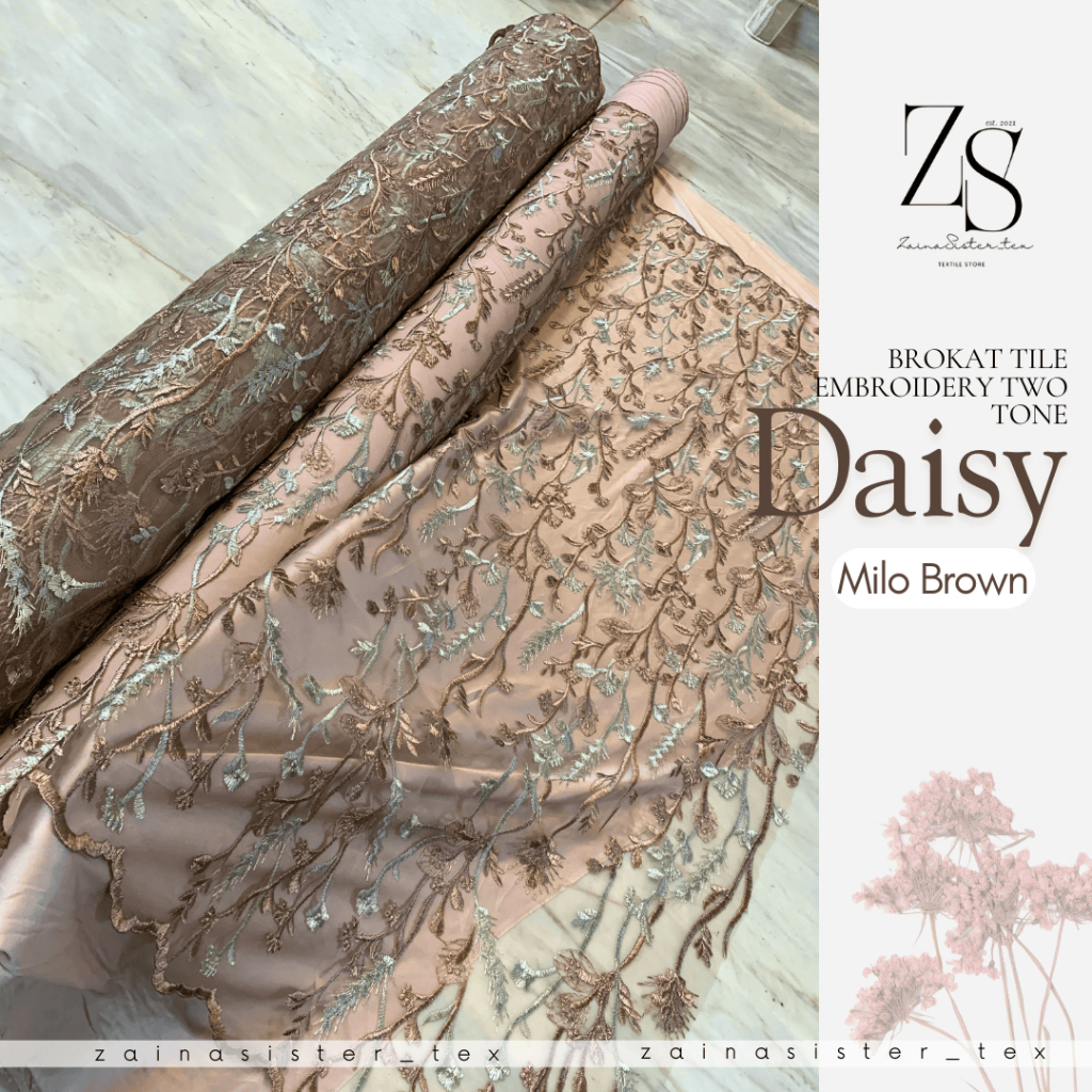 1/ 2 Meters of Two Tone Daisy Series Embroidered Tile Brocade Kebaya ...