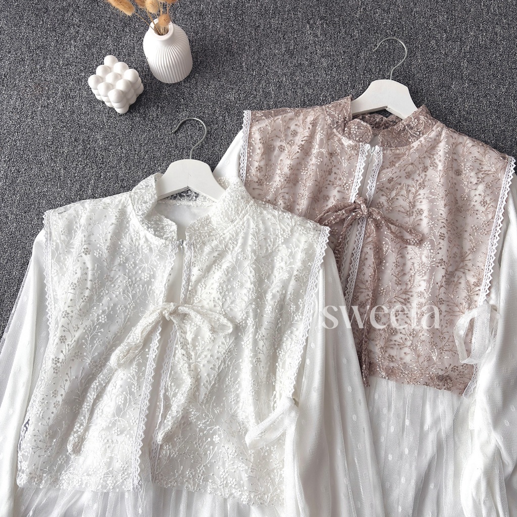 SWEETA | Blouse Tille mix Vest Lace | Hyget Furing Tille Dot | LD 110 ...