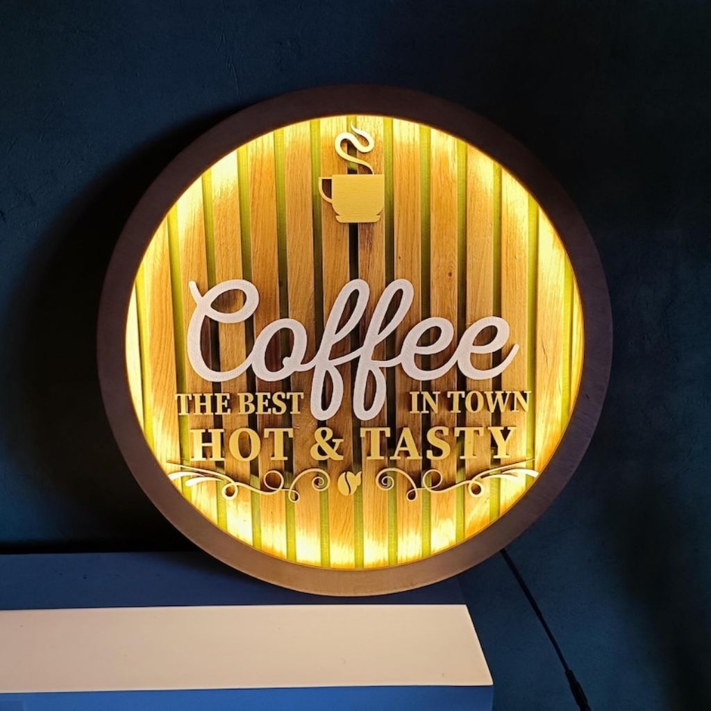 CUSTOM 3D WOODEN LOGO LED LIGHTS 60CM DIAMETER CUSTOM RUSTIC WOODEN ...
