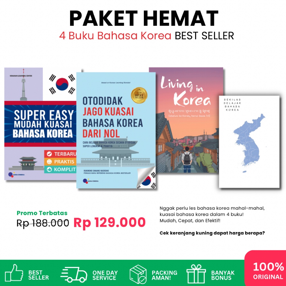 Package of 4 Korean Language Books Bestseller Self-taught Korean Living ...