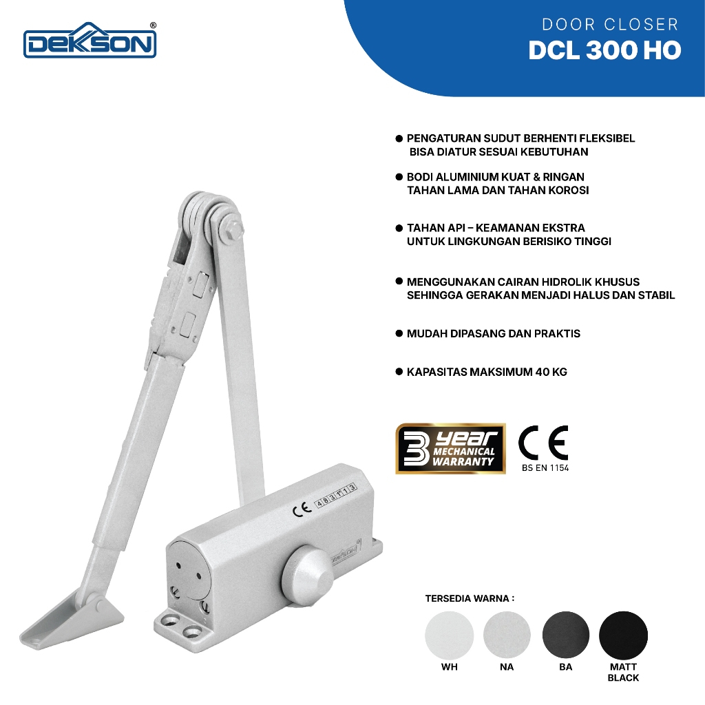 Dekkson Automatic Door Stopper Door Closer DCL 300 Hold Open Silver ...