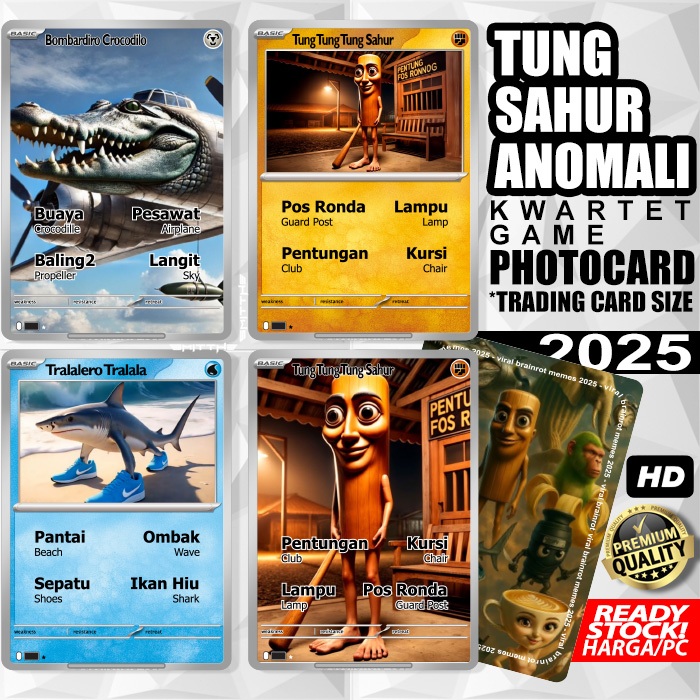 Photocard Tung Sahur Tralalero Ballerina Cappuccino Crocodilo Champingzini Bananini Character ...