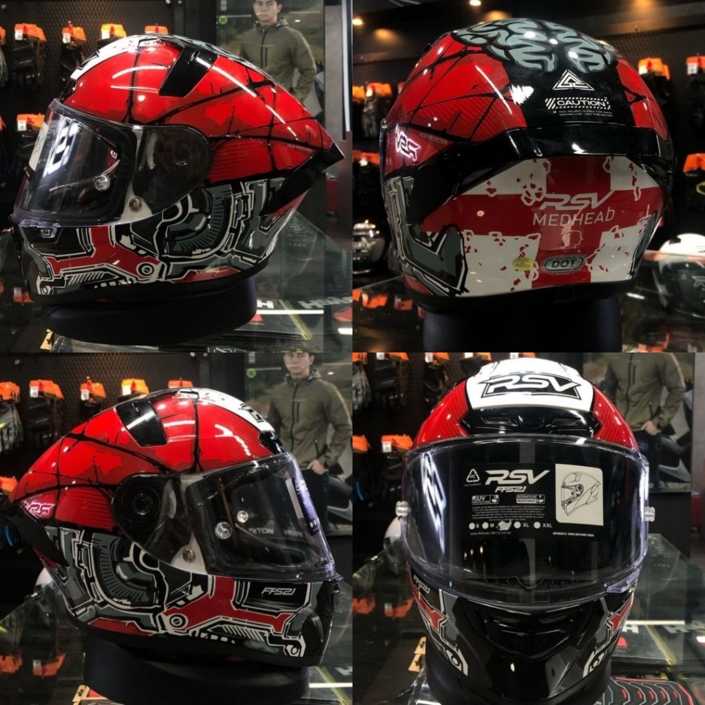 MERAH RSV FFS21 MEDHEAD RED GLOSSY ORIGINAL | FULL FACE MOTORCYCLE ...