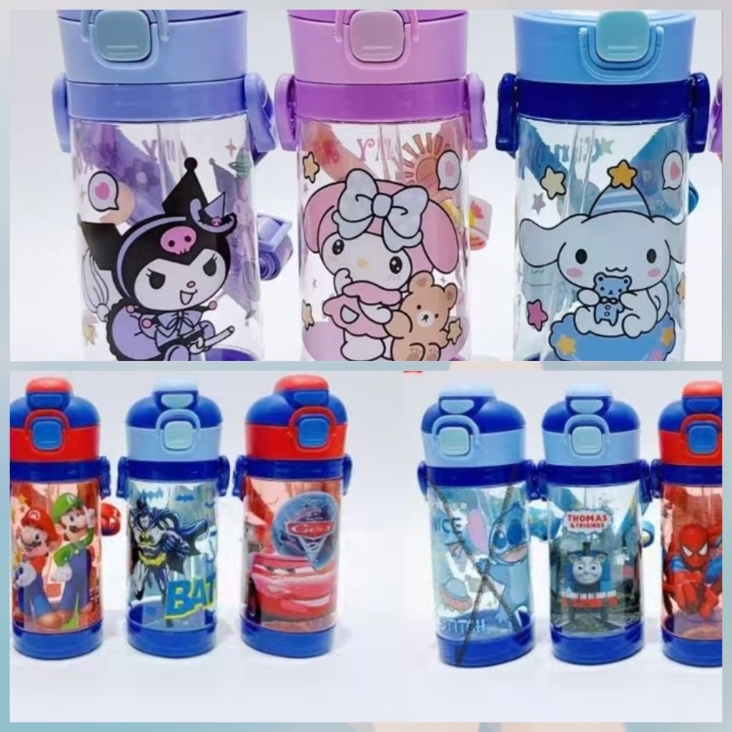 2-in-1 Children's Drinking Bottle with Straw and Sip, kuromi batman ...