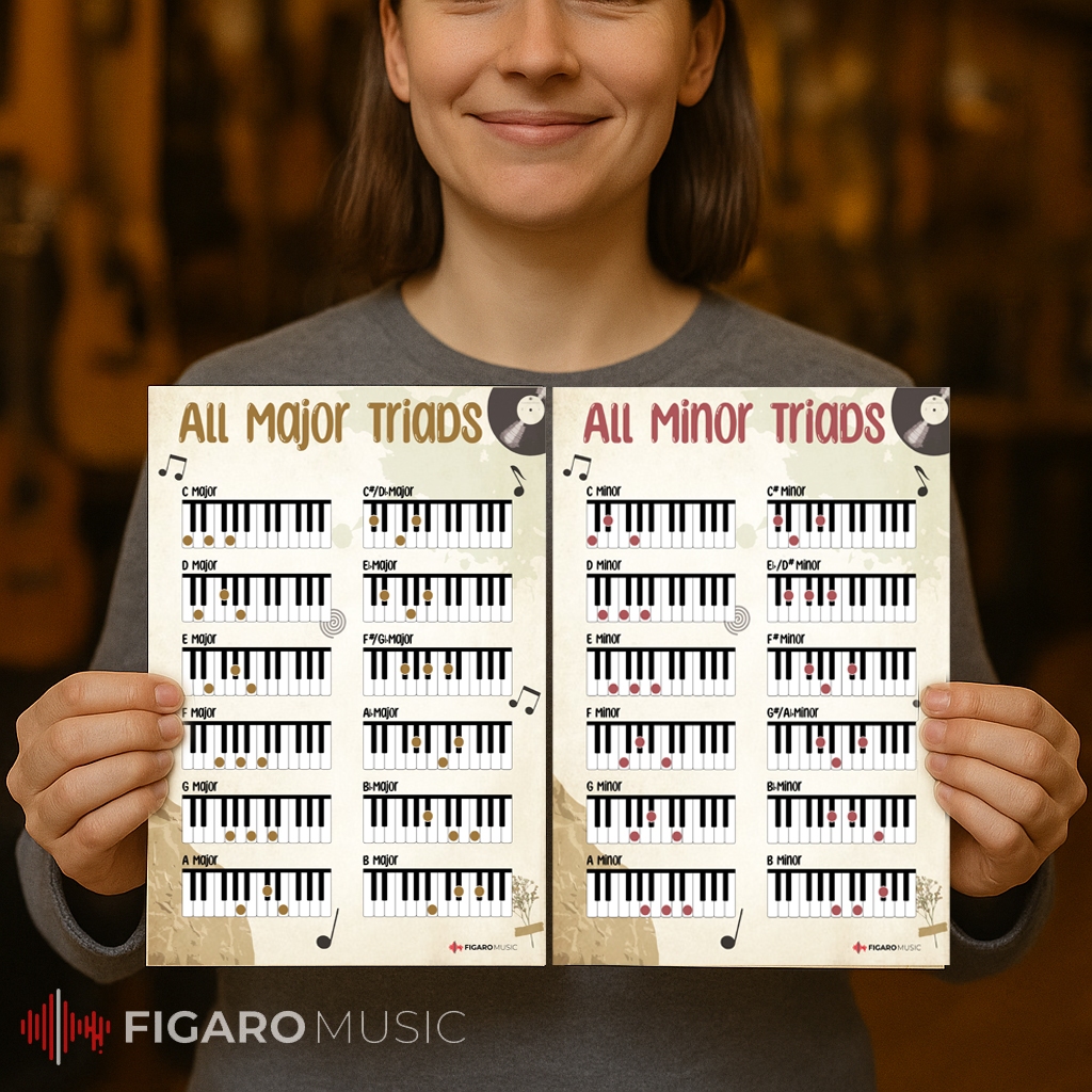 Piano Poster All Major Minor Triads Chart - Reference for Beginners ...