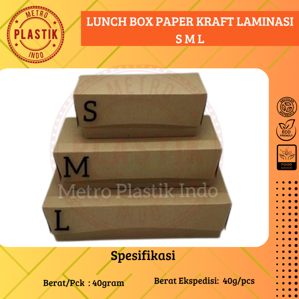 SML Laminated Kraft Paper Lunch Box | Rice box | Packaging Box | Shopee ...