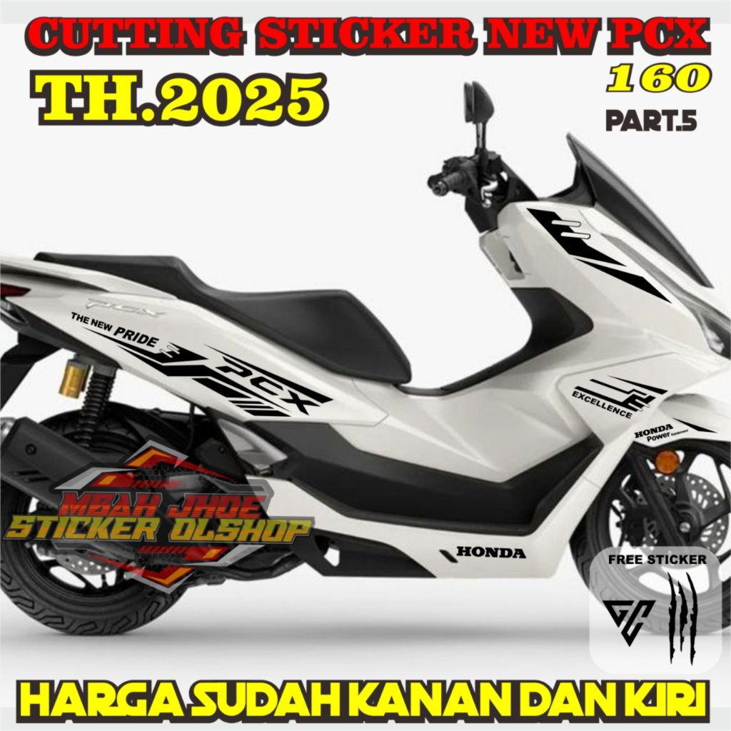 Honda pcx 2025 white body striping cutting sticker, latest minimalist ...