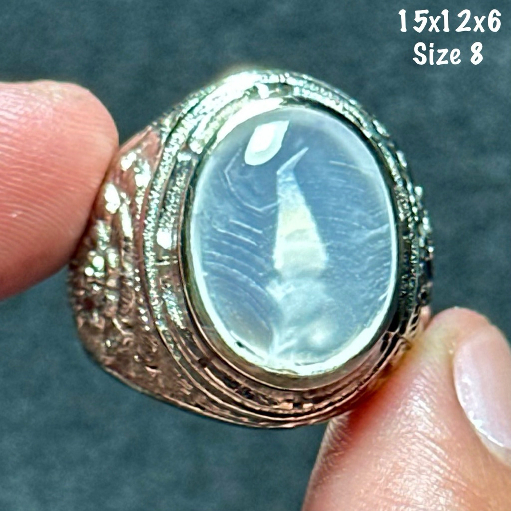 Baturaja Natural Agate Ring Snow Tower 3D Crystal Aquarium (original ...