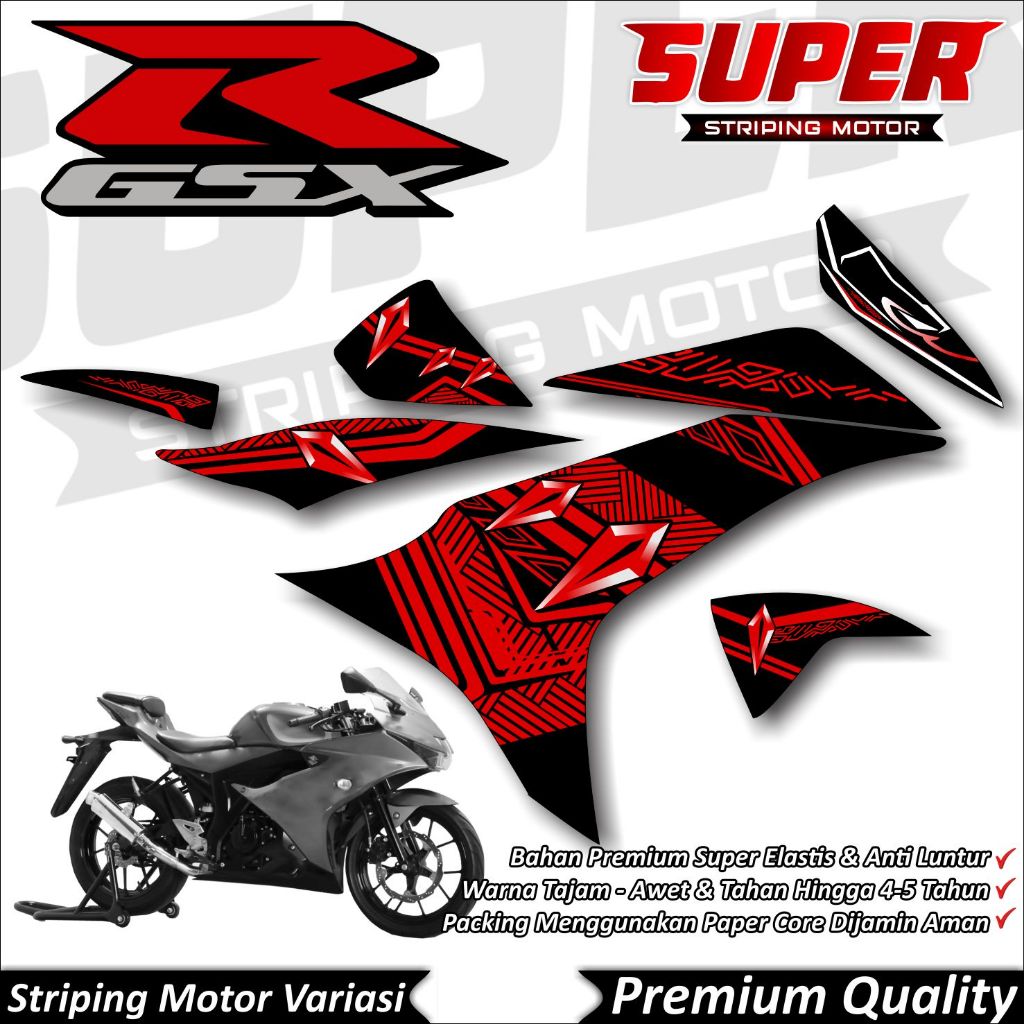 Cool Anti-Fade GSX R150 Sticker GSX Striping Suzuki GSX R150 Black ...