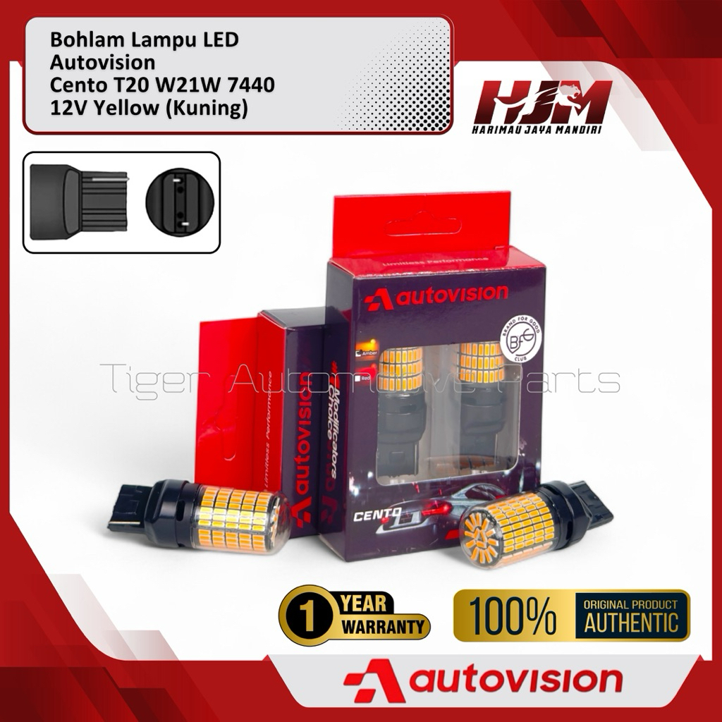 LED Bulb T20 W21W 7440 12V Yellow Autovision Cento - Original Yellow ...
