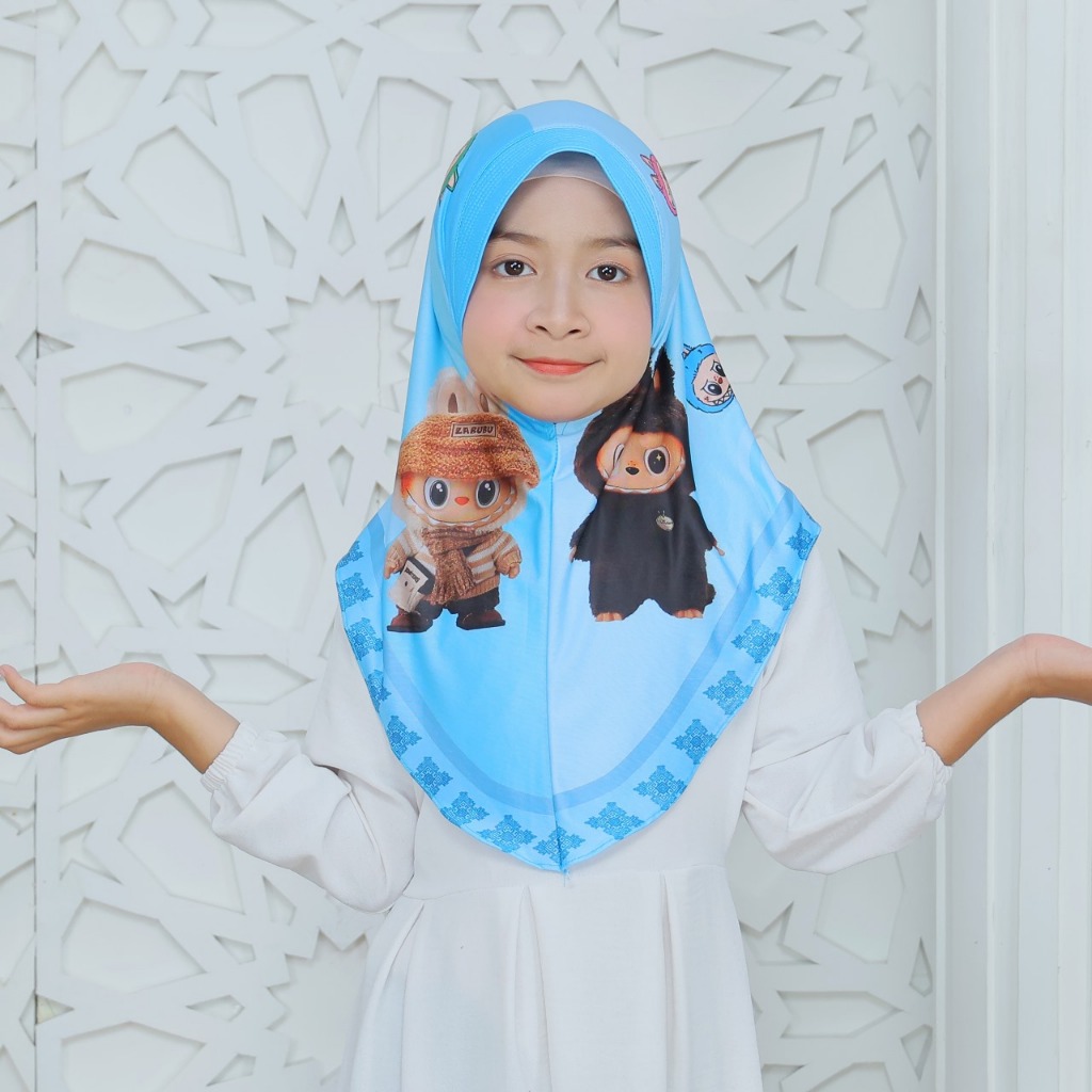 Hijab for children 5-10 years old with the latest Labubu Sublime Jersey ...