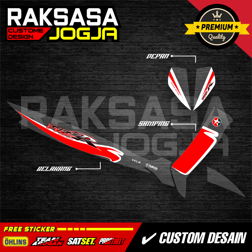 PUTIH Striping fiz r transparent uv white racing sticker yamaha fizr ...