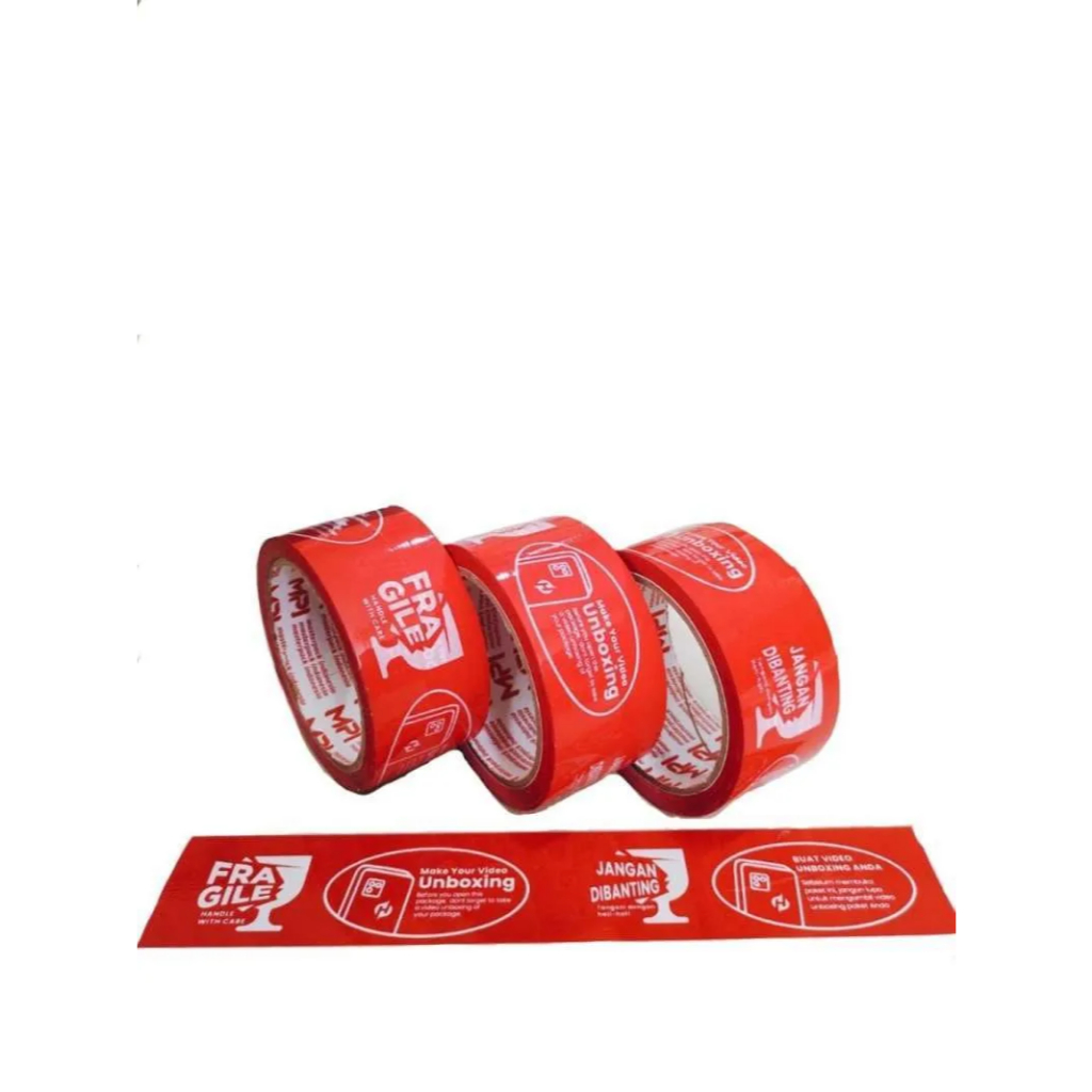 MERAH (6 Pcs) [RED] Fragile Red Unboxing Duct Tape - Mandatory Unboxing ...