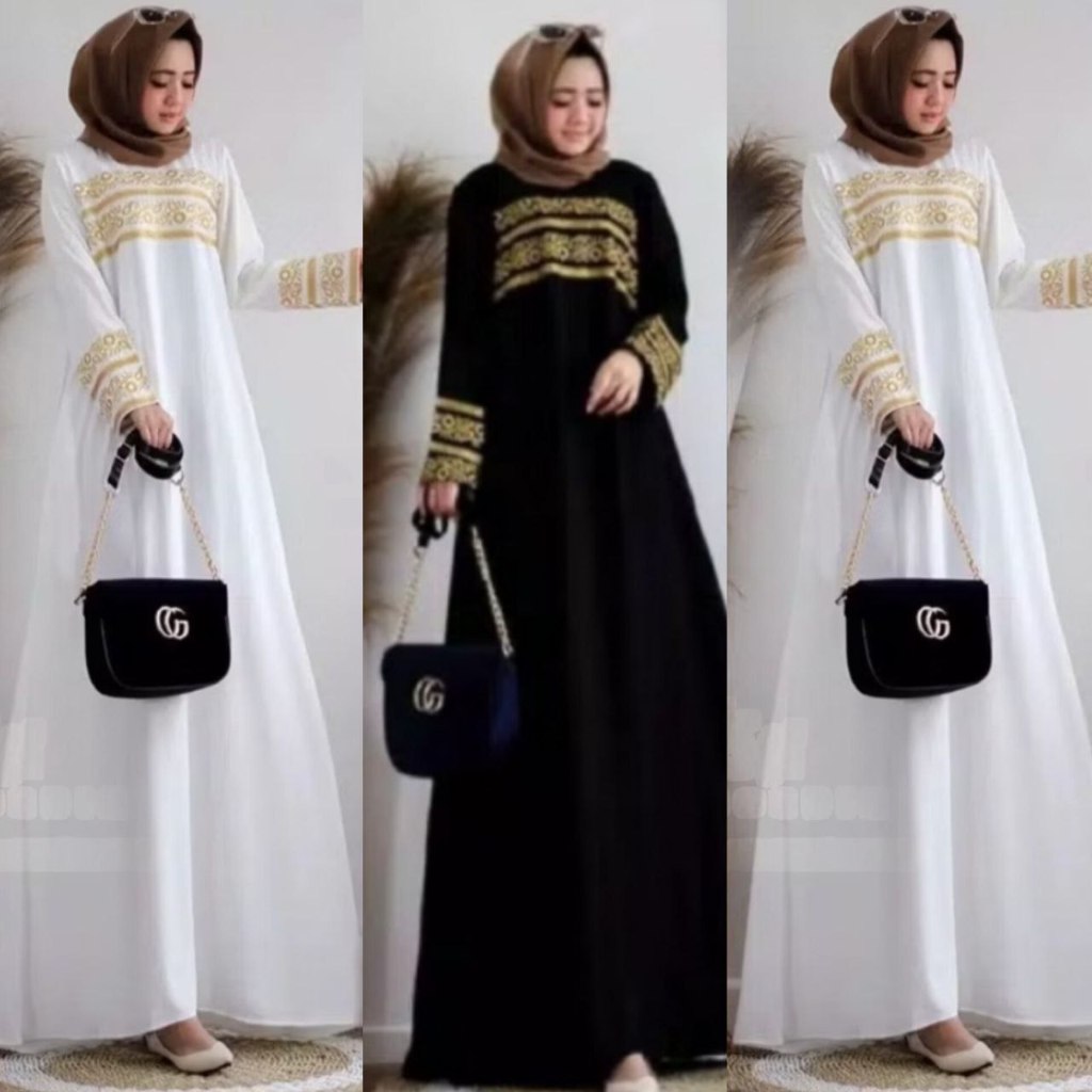 PUTIH Newest 2025 - FAIZZA EMBROIDERED MUSLIM MAXI LONG DRESS SIZE M ...