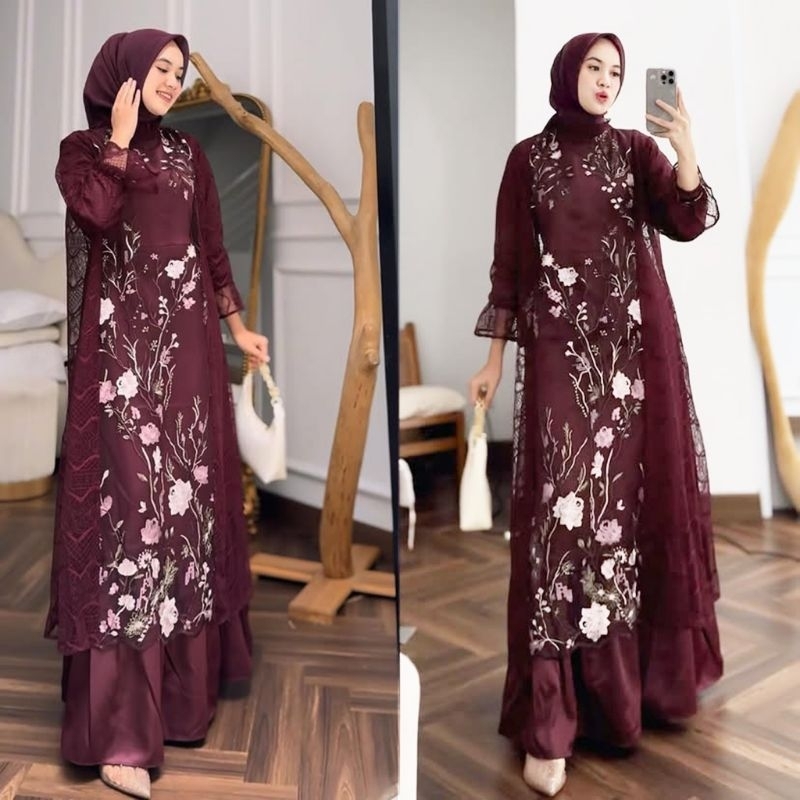 Maxi Dress Azila Modern Women's Gamis Tulle Garden DressEid Aesthetic ...