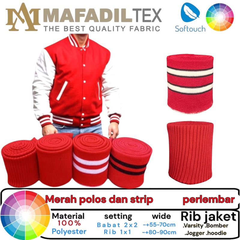 MERAH Plain Rib/Bur red and premium thick polyester stripes per sheet ...