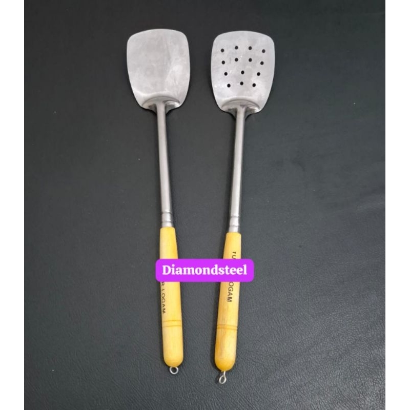 KAYU Long WOODEN HANDLE SPATULA / WOODEN HANDLE SOTIL / WOODEN HANDLE ...