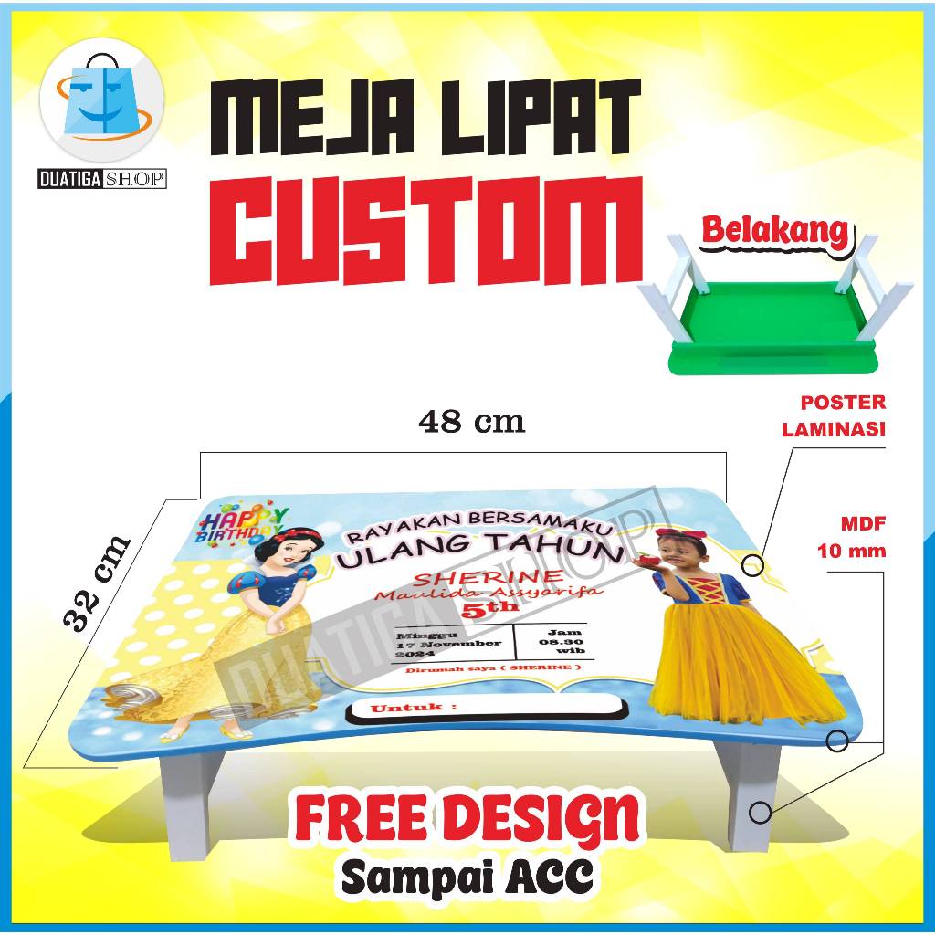 (WHOLESALE MIN. 20) BIRTHDAY SOUVENIR CUSTOM STUDY TABLE / FOLDING ...