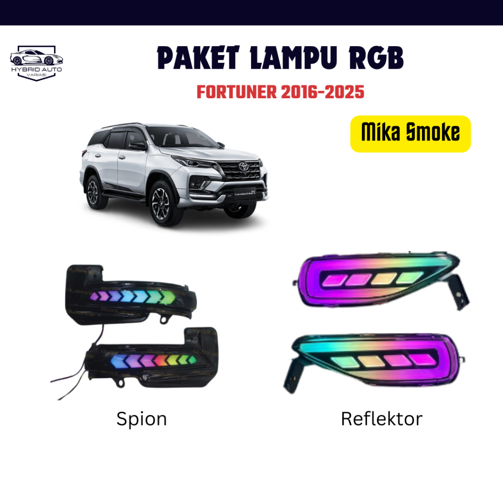 All New Fortuner VRZ SRZ 2016-2025 Mika Smoke Car RGB Reflector Light ...