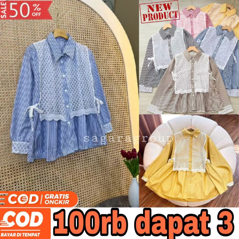 (Safei Collection96) ARUMI BRUCADE STRIPED WOMEN'S TOP / KOREAN BLOUSE ...