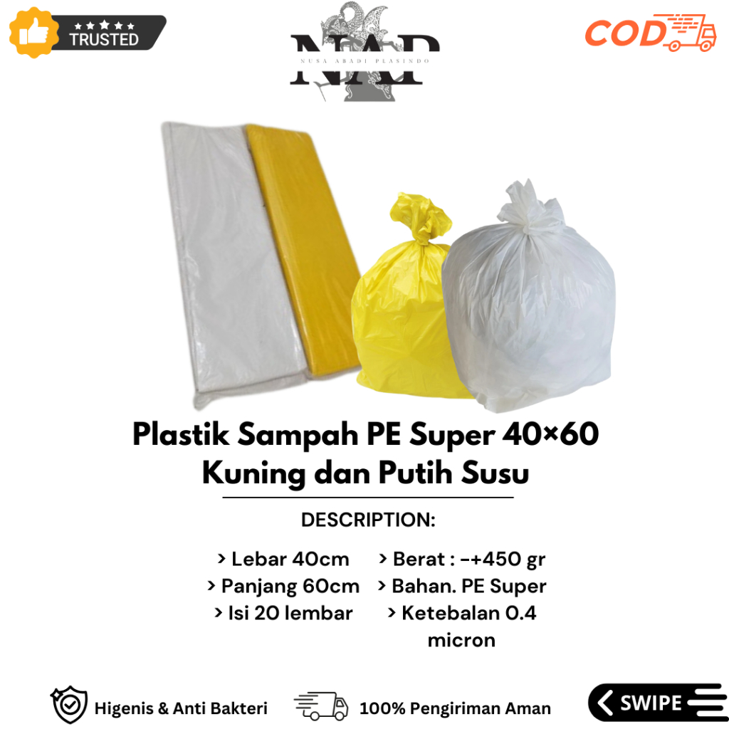 PUTIH Super PE Trash Plastic 40×60 Yellow and Milk White/Medical ...