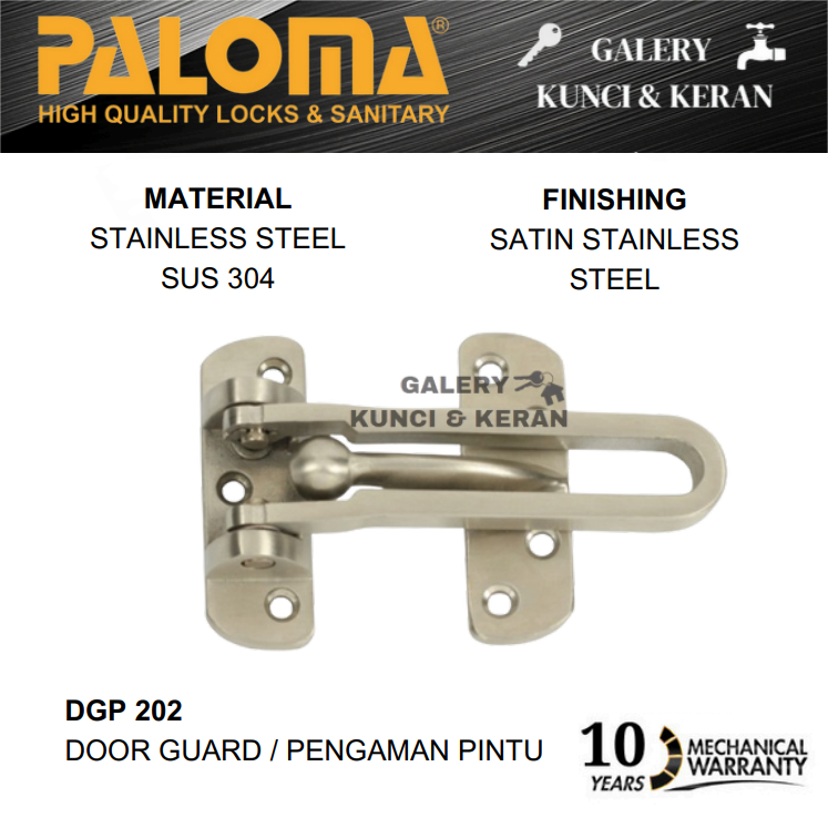 Paloma DGP 202 DOOR GUARD STAINLESS STEEL SUS 304 DOOR SAFETY | Shopee ...