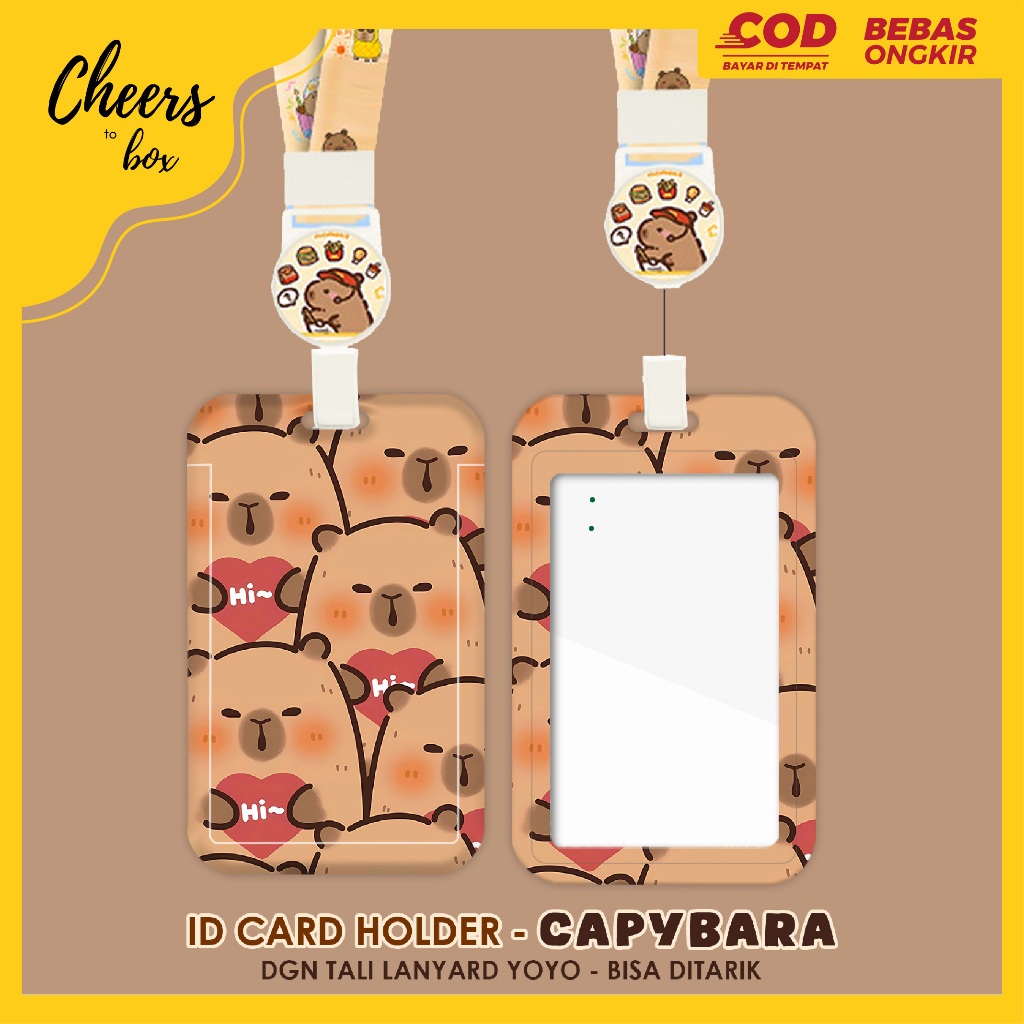 (N017) Capybara Yoyo Rope ID Card Holder / Capybara Yoyo Nametag / Yoyo Card Holder / Lotso ...