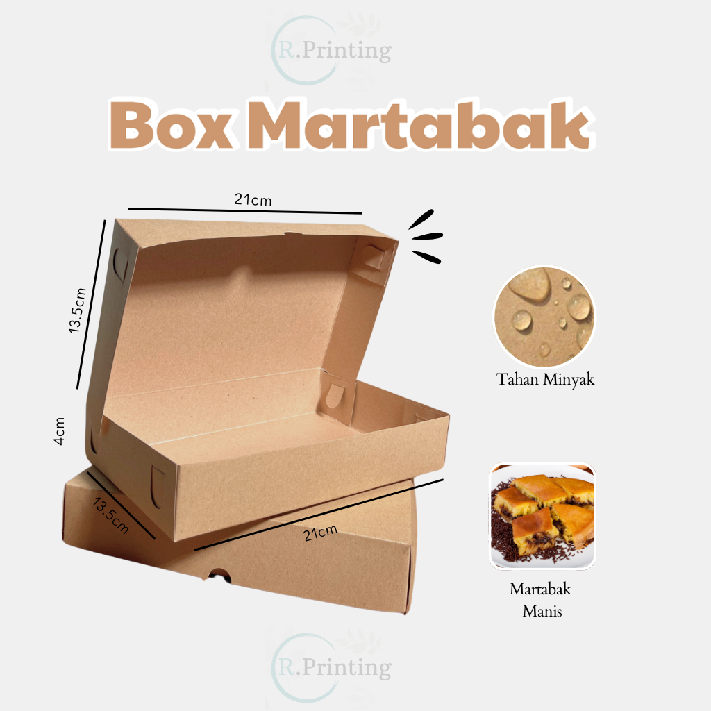 Martabak Box / Kraft Paper Martabak Box - 290 GSM Kraft Material with ...