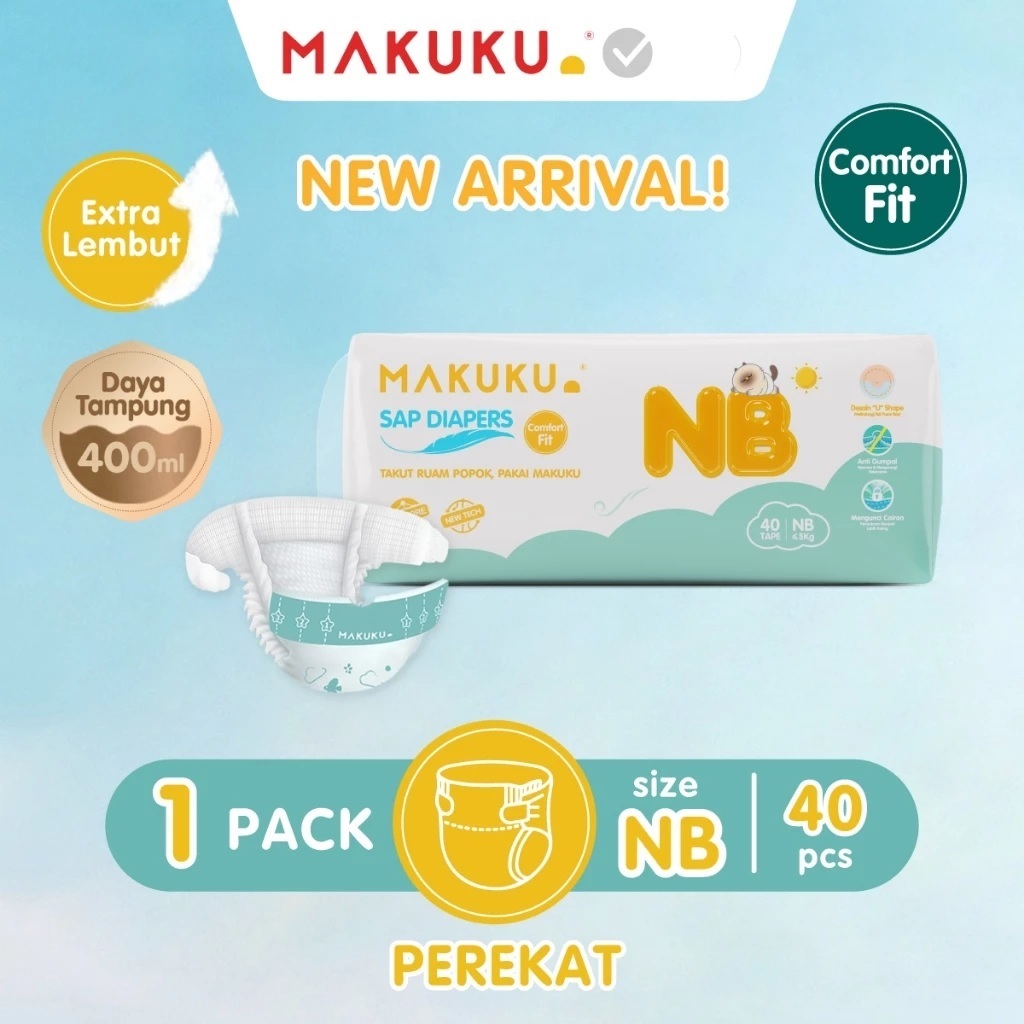 Makuku SAP Diapers Comfort Fit Tape NB Thin Extra Dry Anti-Clump Baby ...