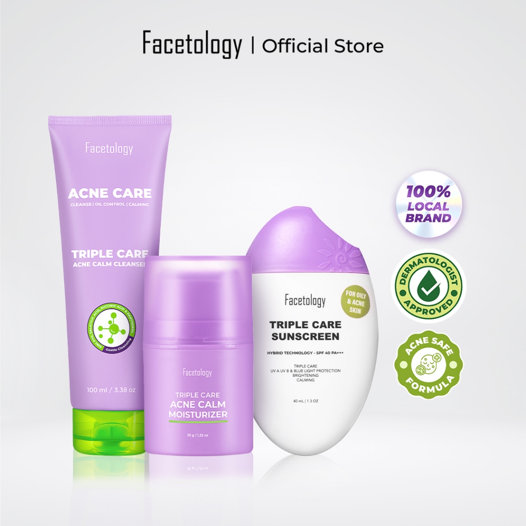 [NEW LAUNCH] Facetology Bundling Triple Care Acne Calm Cleanser 100ml & Triple Care Acne Calm ...