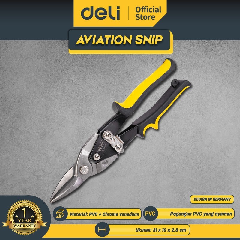 Deli Aviation Snip / 10 inch PVC Zinc Scissors+Chrome Tools DL20030 ...