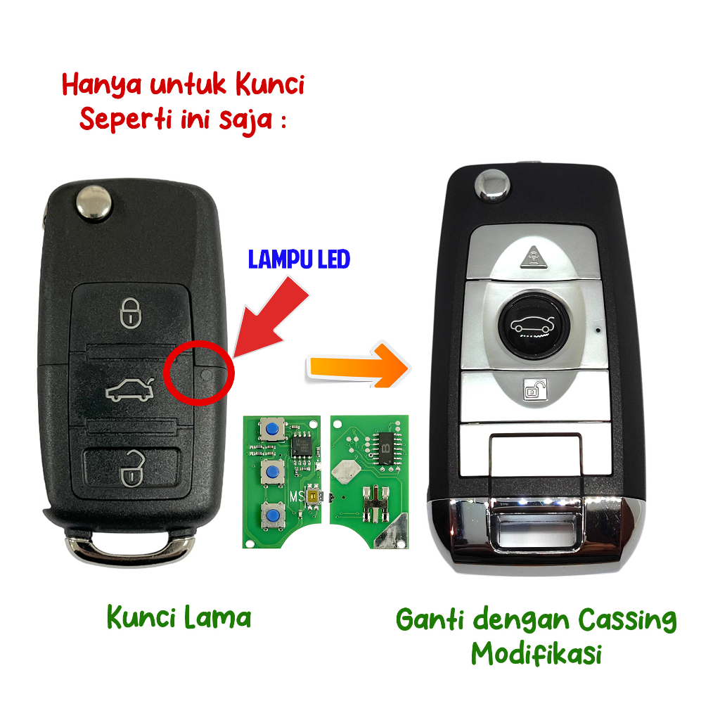 Modified Volkswagen VW Polo Golf Scirocco Tiguan Folding Key Flipkey ...