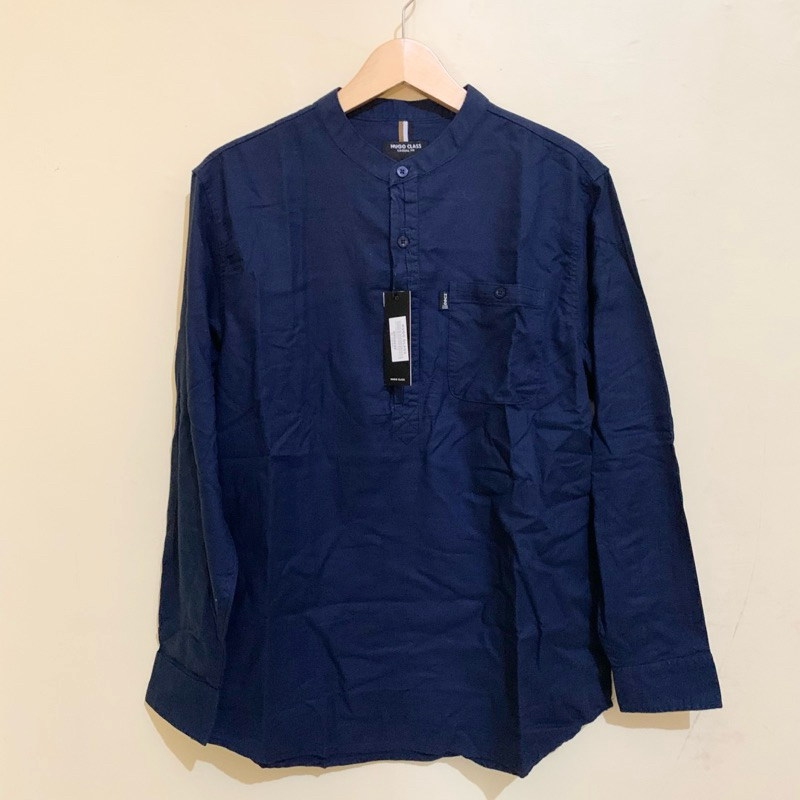 KEMEJA Hugo BOSS HUGO CLASS slim fit navy Long Sleeve koko Shirt - HUGO ...