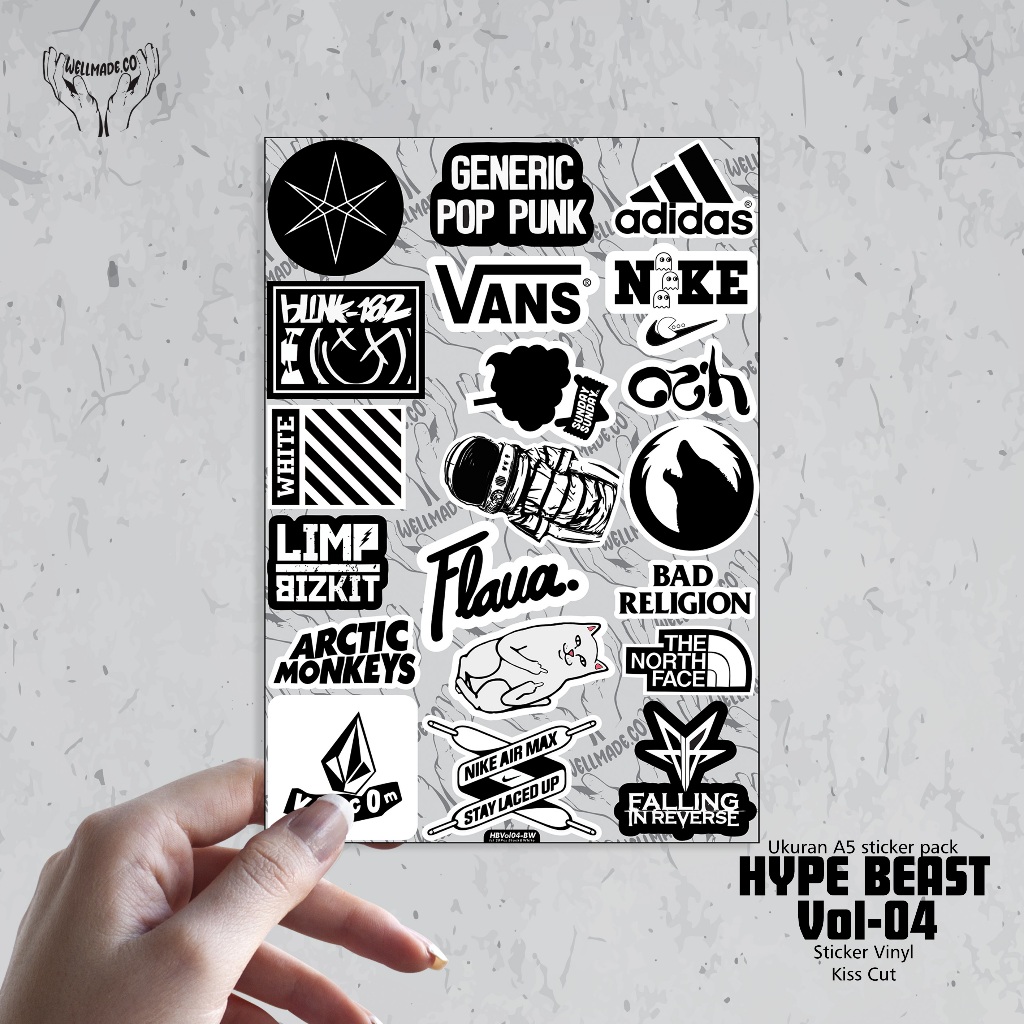 Sticker Pack HYPE BEAST Tumblr Laptop Helmet VOL4 BLACK AND WHITE ...